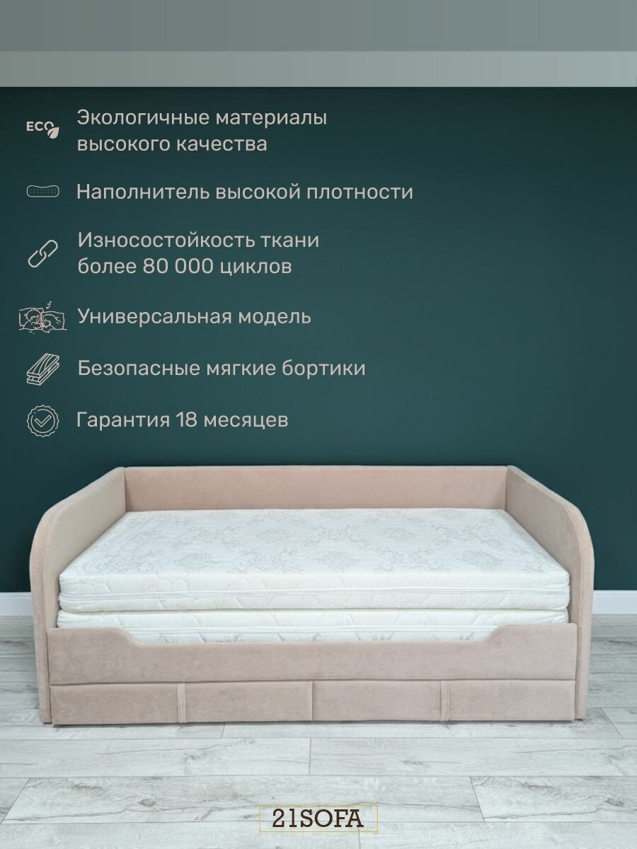 Кровать раздвижная односпальная/двуспальная в мягком исполнении 200/90/180