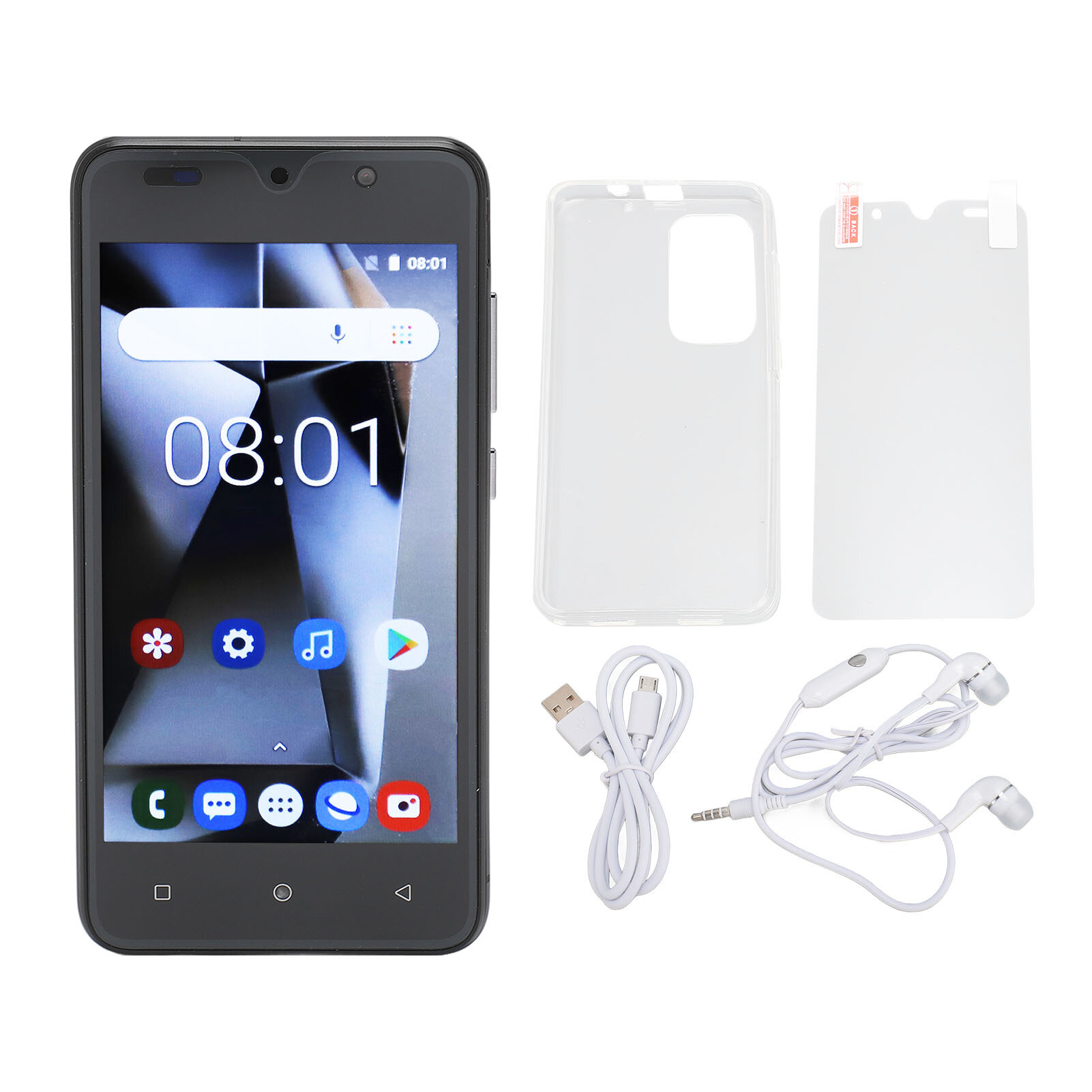 Ультратонкий смартфон 5,0 дюймов HD, 4 ГБ ОЗУ, 32 ГБ ПЗУ, 8 МП фронтальная и 8 МП задняя камеры, две карты памяти, двойной режим ожидания, мобильный телефон для Android 12, черный