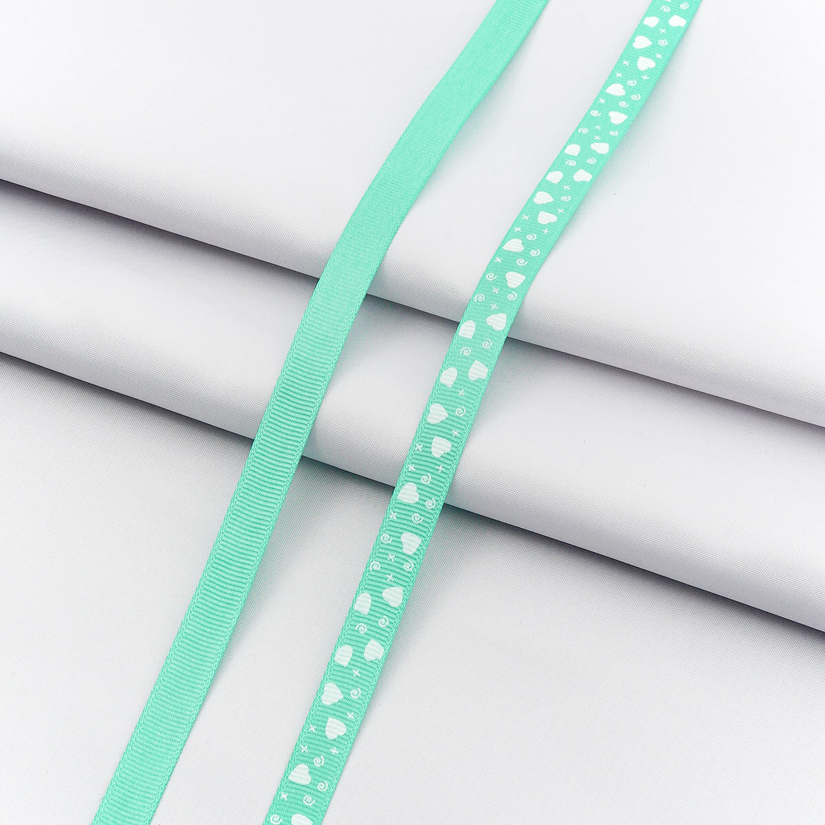 Лента декоративная для упаковки подарков, репсовая, с рисунком, 1 см х 45,72 м, цвет бирюзовый