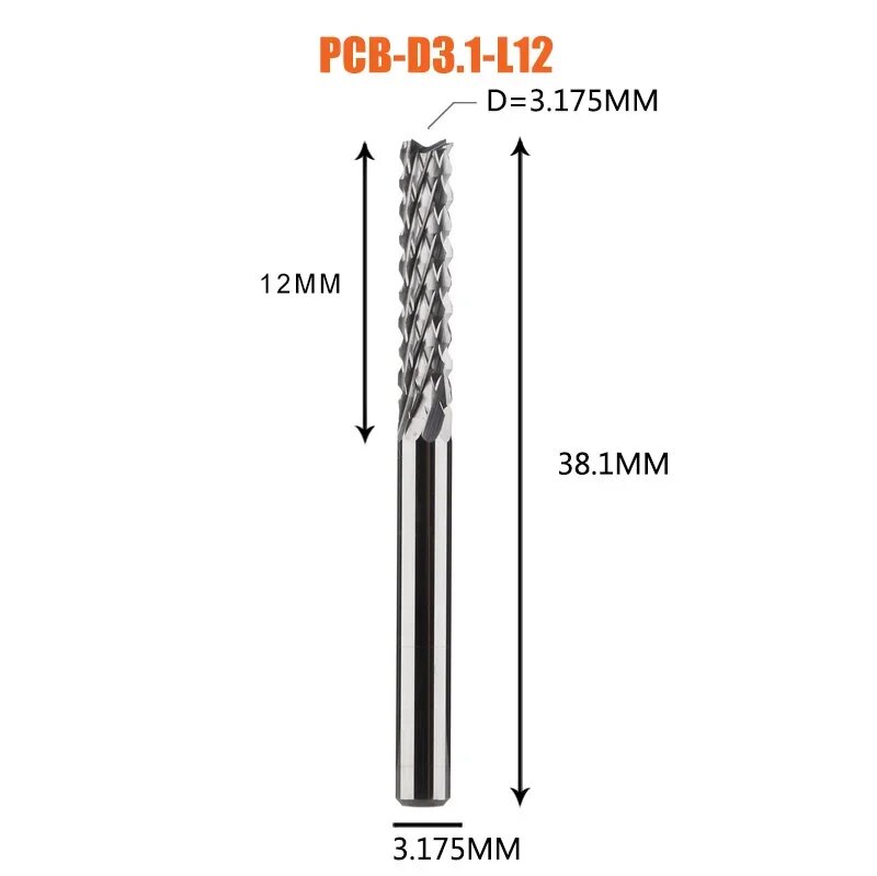 Фреза PCB D3.1-L12, 3.175 мм, 38.1 мм