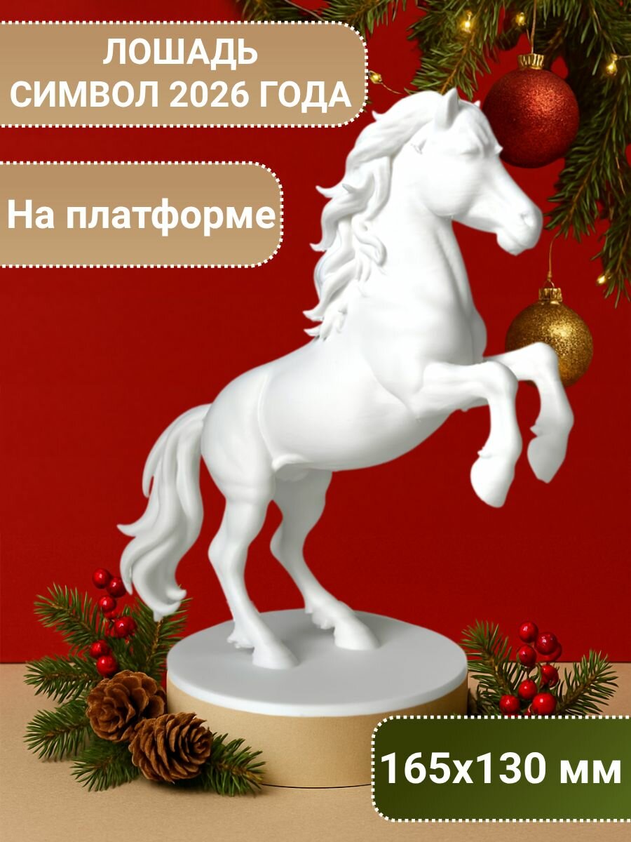 Фигурка Лошадь Символ 2026 года белая для интерьера, декоративная статуэтка, современный декор для дома