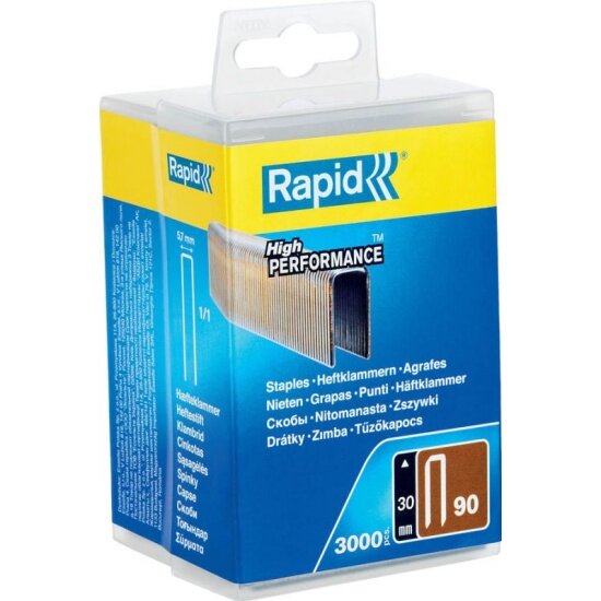 Скобы Rapid 5000125, 30 мм узкие, супертвердые, закаленные тип 90, 3000 шт