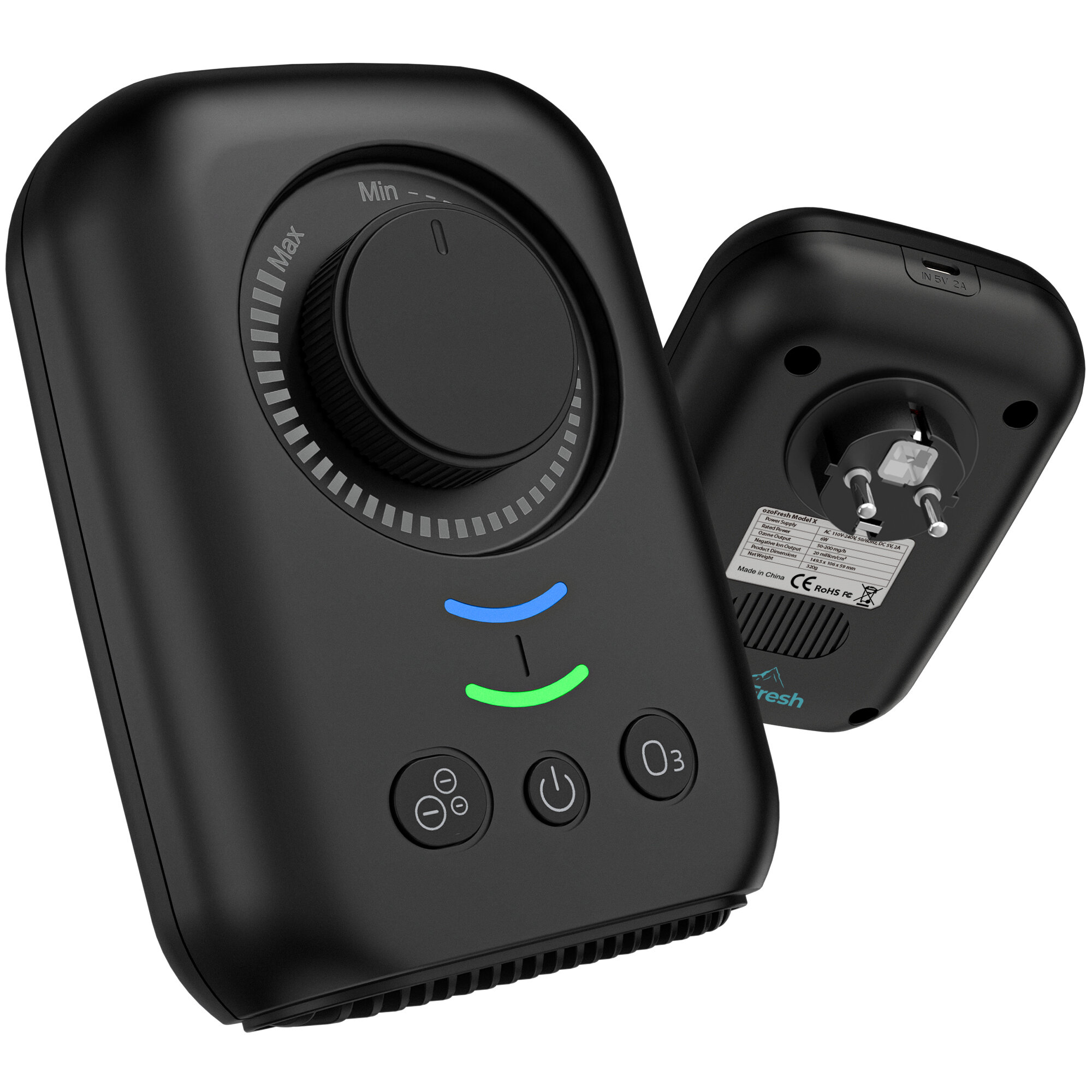 Озонатор воздуха для дома OzoFresh. Портативный очиститель воздуха. Озонатор для автомобиля. USB питание. Черный