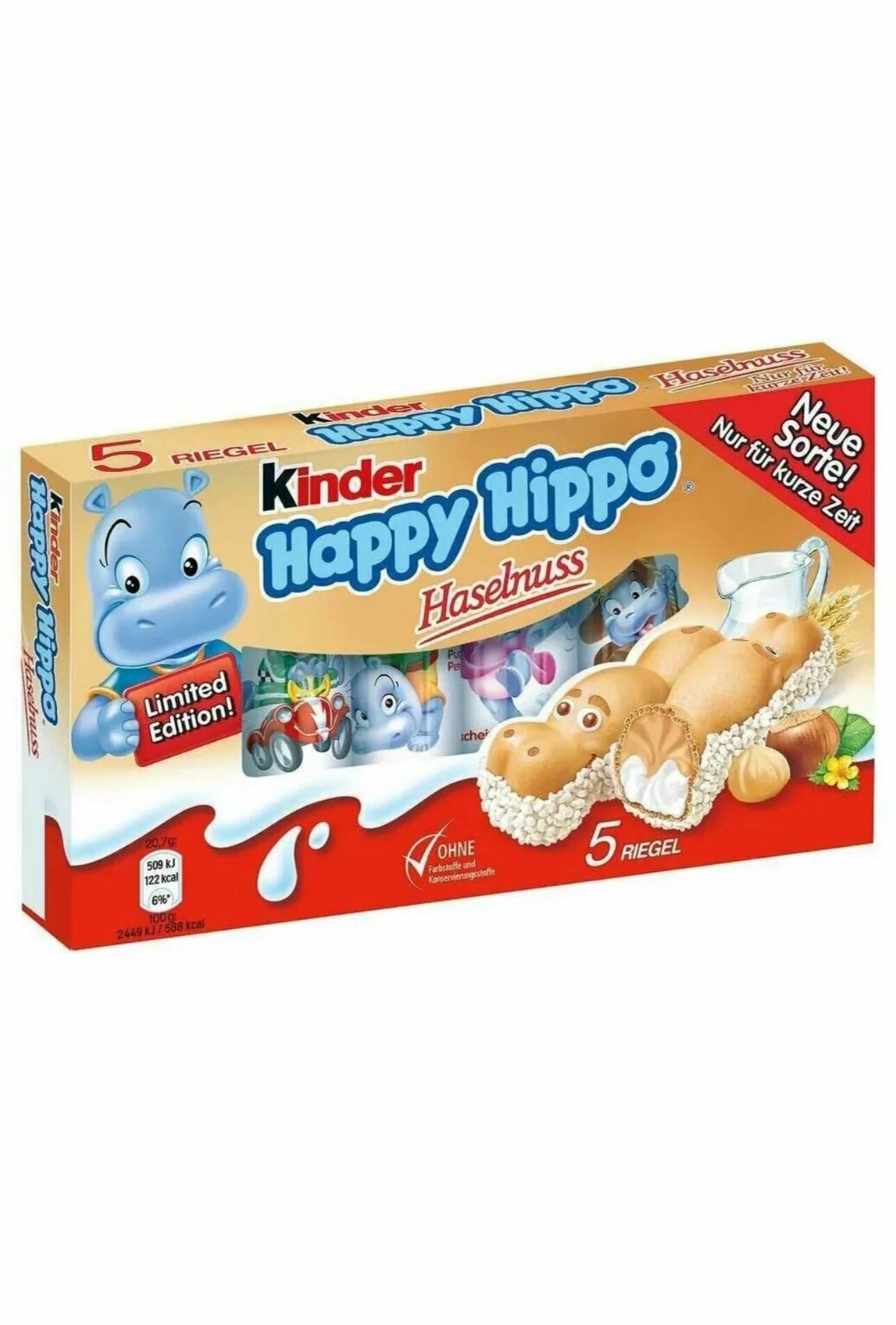 Батончик Kinder Happy Hippo Haselnuss с фундуком, 103,5 г, 10 шт.