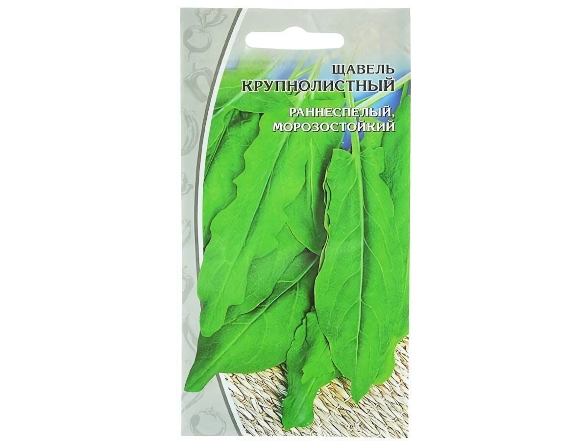Семена щавеля крупнолистного, раннеспелый, цвет упаковки светло-зелёный, морозостойкий, 1г, крупные листья