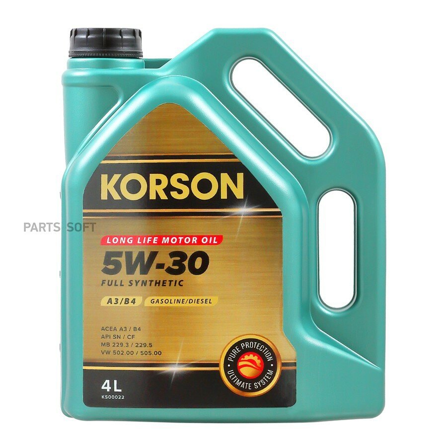 FULL SYNTHETIC 5W-30 A3B4 4Л от официального дистрибьютора, KORSON, артикул KS00022