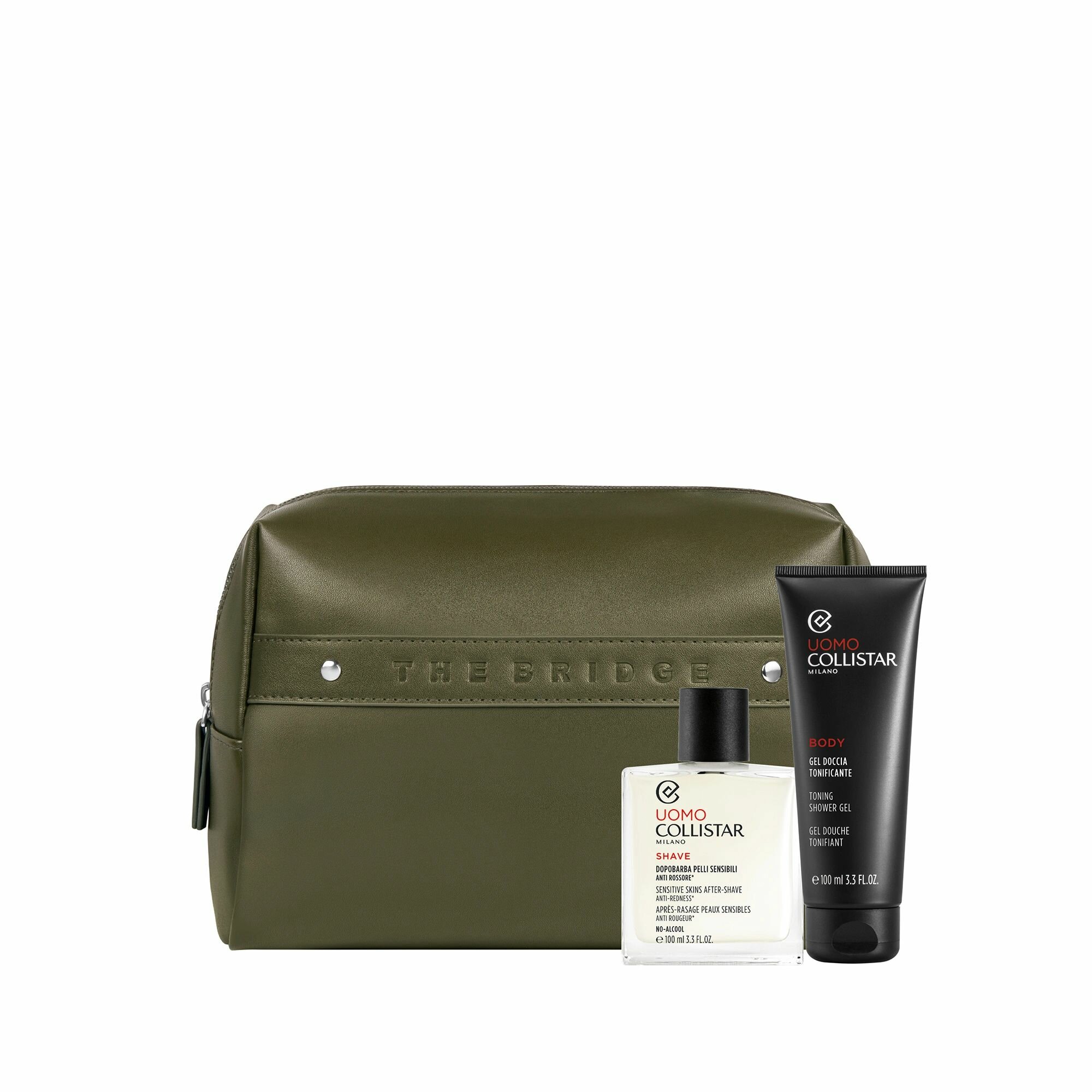 Набор Collistar Лосьон после бритья для чувствительной кожи 100 мл + Тонизирующий гель для душа 100 мл + косметичка