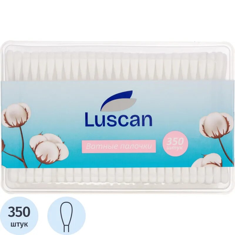 Палочки ватные Luscan   пластик. моноблок 350шт/уп