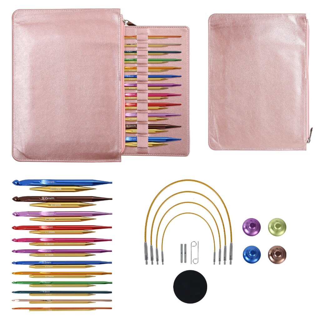 12 пар Тунисских Вязальных Крючков из Алюминиевого Сплава с Кабелем 3,0 мм-10 мм Сменная Круглая Спица для Вязания