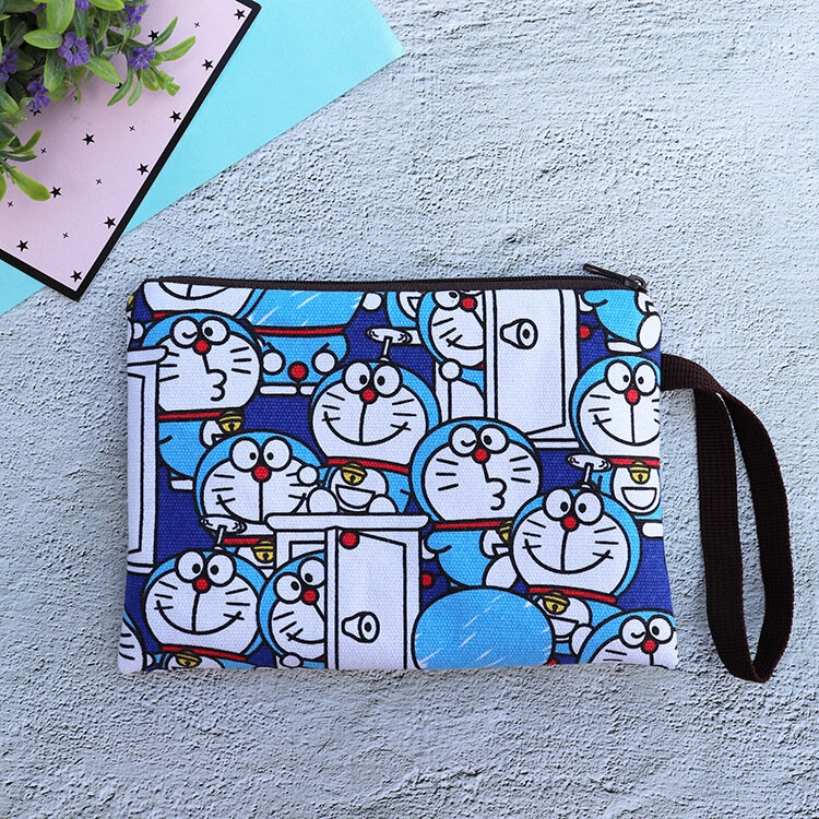Miniso Холщовый кошелек для телефона и монет для девочек, с рисунком из мультфильма Дораэмон, в корейском стиле, милый для студентов и детей.