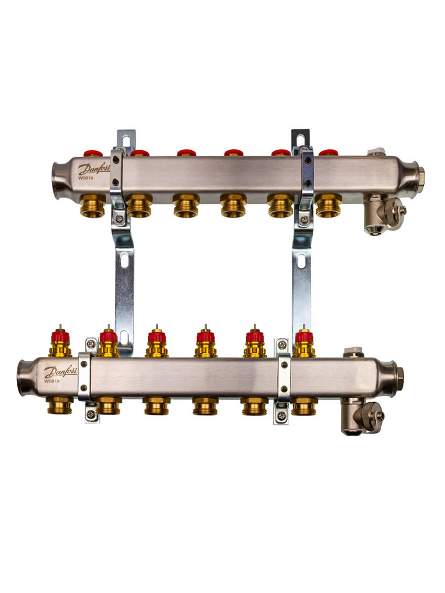 Комплект коллекторов Danfoss SSM-6 для 6 контуров, без расходомеров