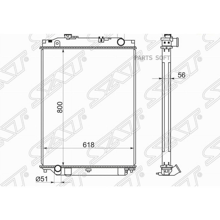 Радиатор Isuzu Forward 85-06 от официального дистрибьютора, SAT, артикул IS0004FVR34