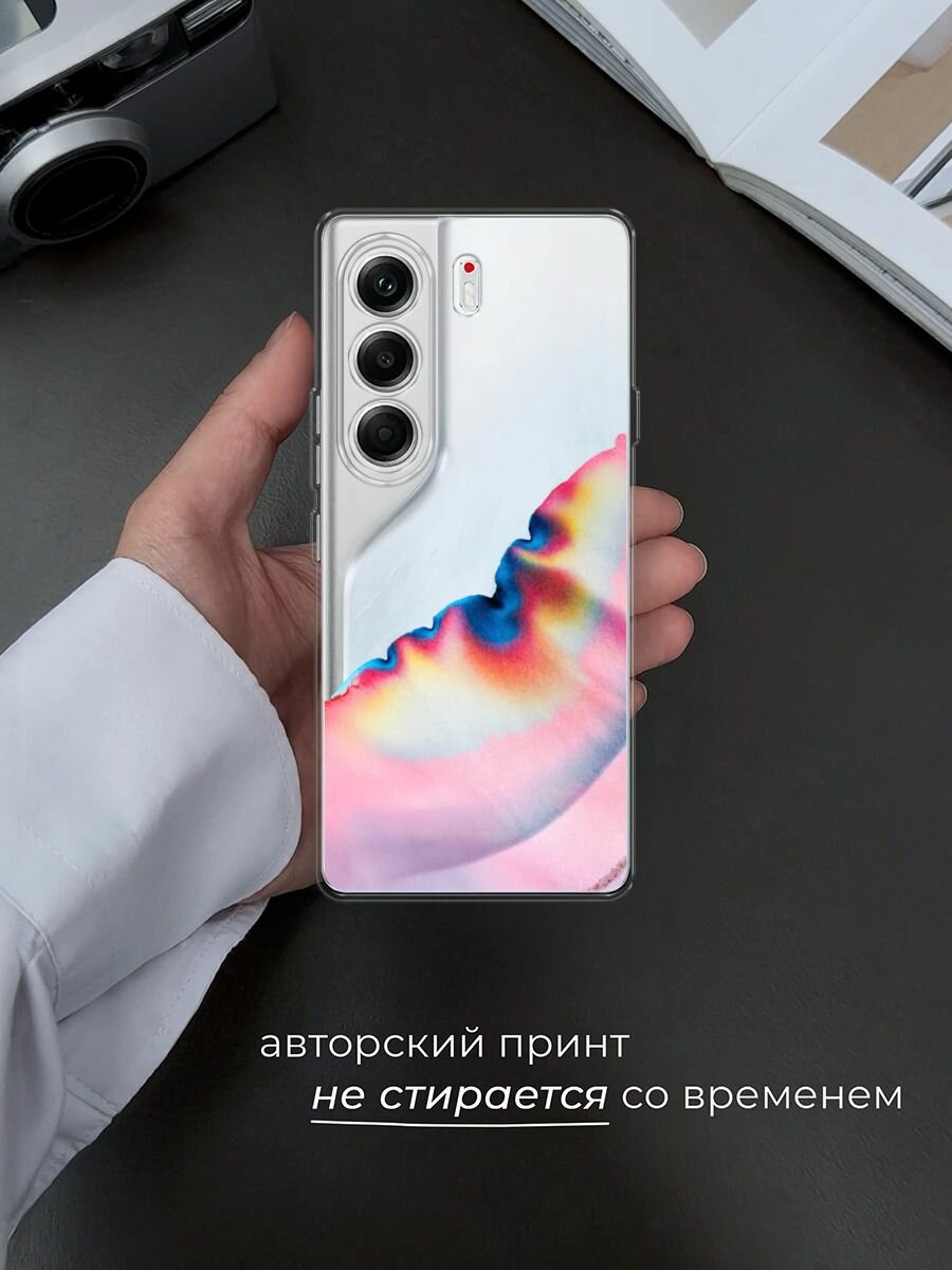 Чехол на Tecno Camon 40 Pro / Текно Камон 40 Про с принтом Розовая акварель, прозрачный — фото 1