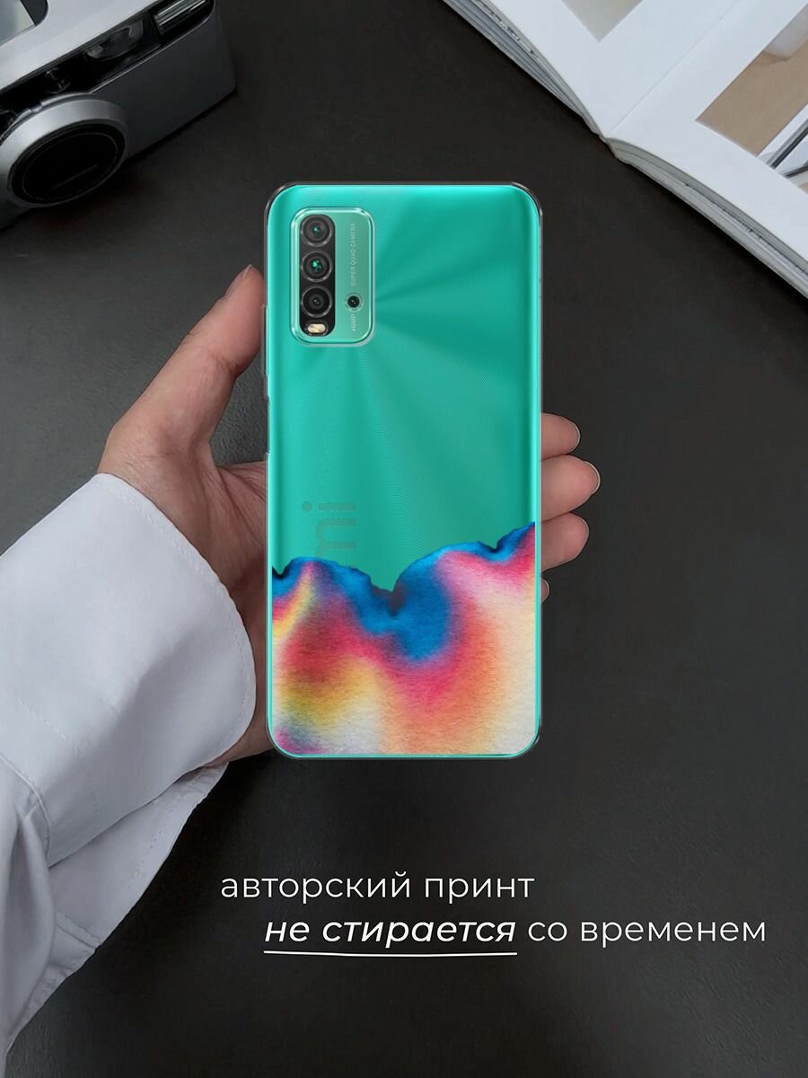 Чехол на Xiaomi Redmi 9T / Сяоми Редми 9Т с принтом Акварельное сочетание, прозрачный — фото 1