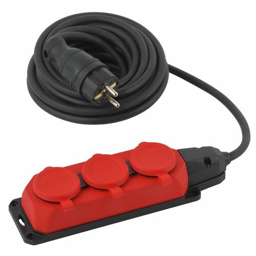 Удлинитель 3х5м с заземл. IP44 КГ 3х1.5 каучук UK-3e-3x1.5-5m-IP44(KG), ЭРА Б0057579 (1 шт.)
