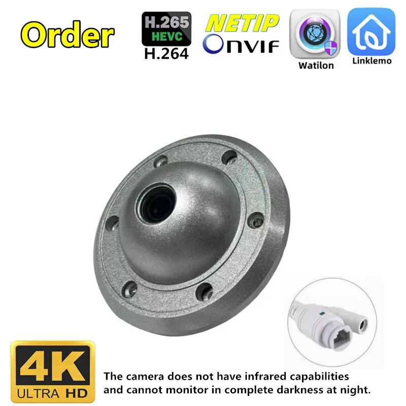 Купольная камера видеонаблюдения HDAY-CAM 8Мп, 2.8мм, 4MP POE48V