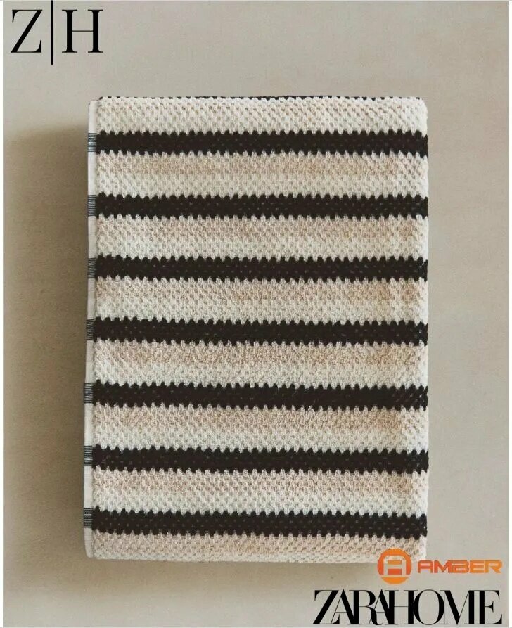 ZARA HOME Полотенце для ванной Банное полотенце, Вата, 50x90, 30x50, 90x150 см, черный, 3 шт.