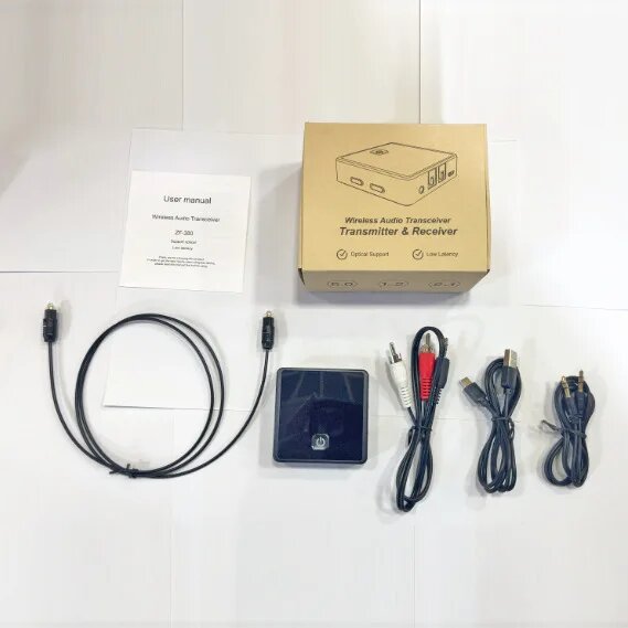 ZF380 Беспроводной оптический оптоволоконный аудиоадаптер Bluetooth 5.0 2-в-1 передача и прием ТВ-компьютера Передача 3,5