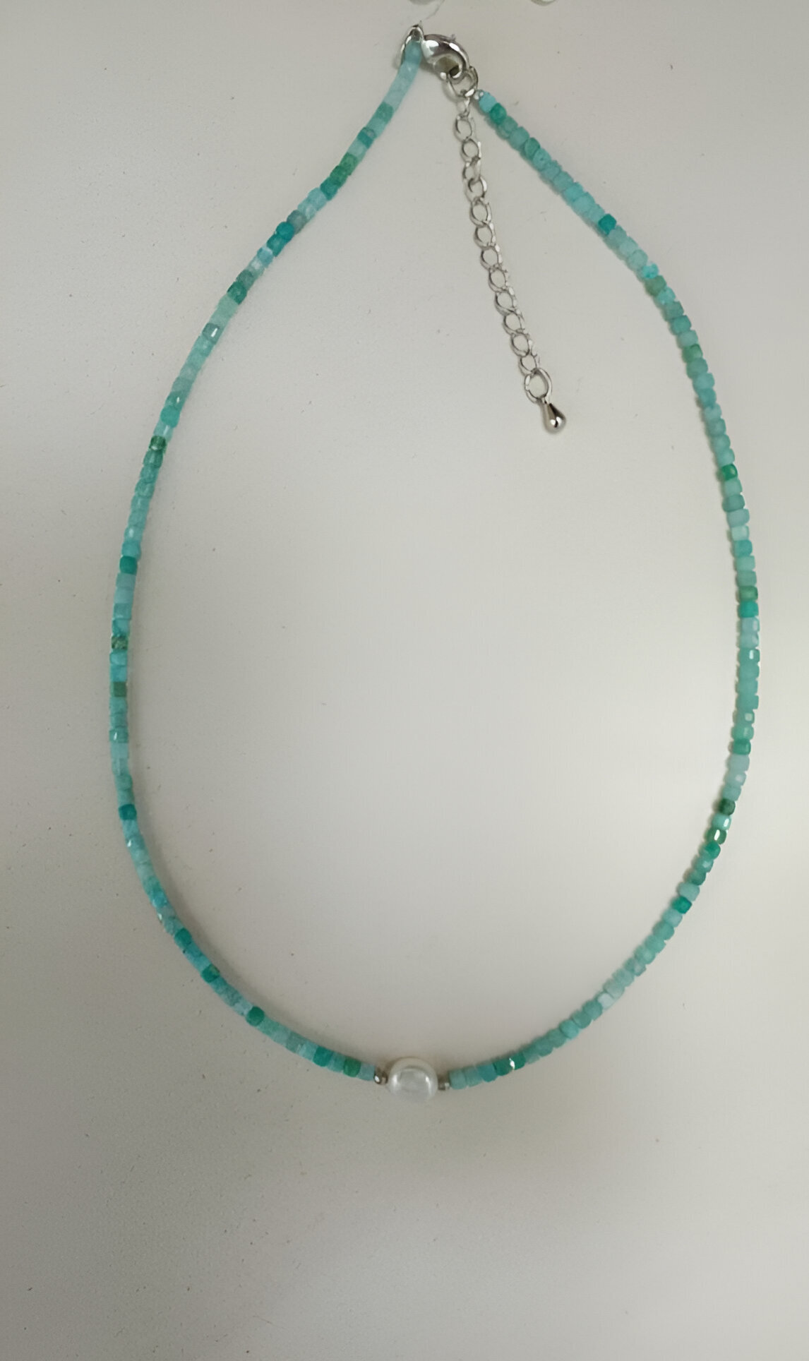 Колье, жемчуг барочный, амазонит