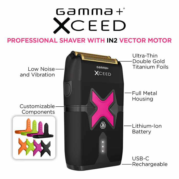 Gamma Xceed, профессиональный векторный шейвер для бритья лица и головы, до 11500 об/мин, Vector In2