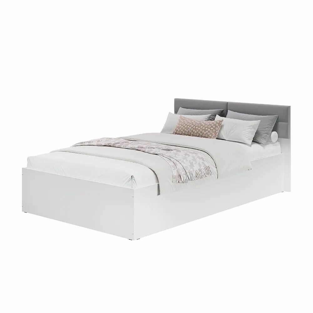 Кровать 1,2 м "Фьюжн" Белый + реечное основание (БТС)