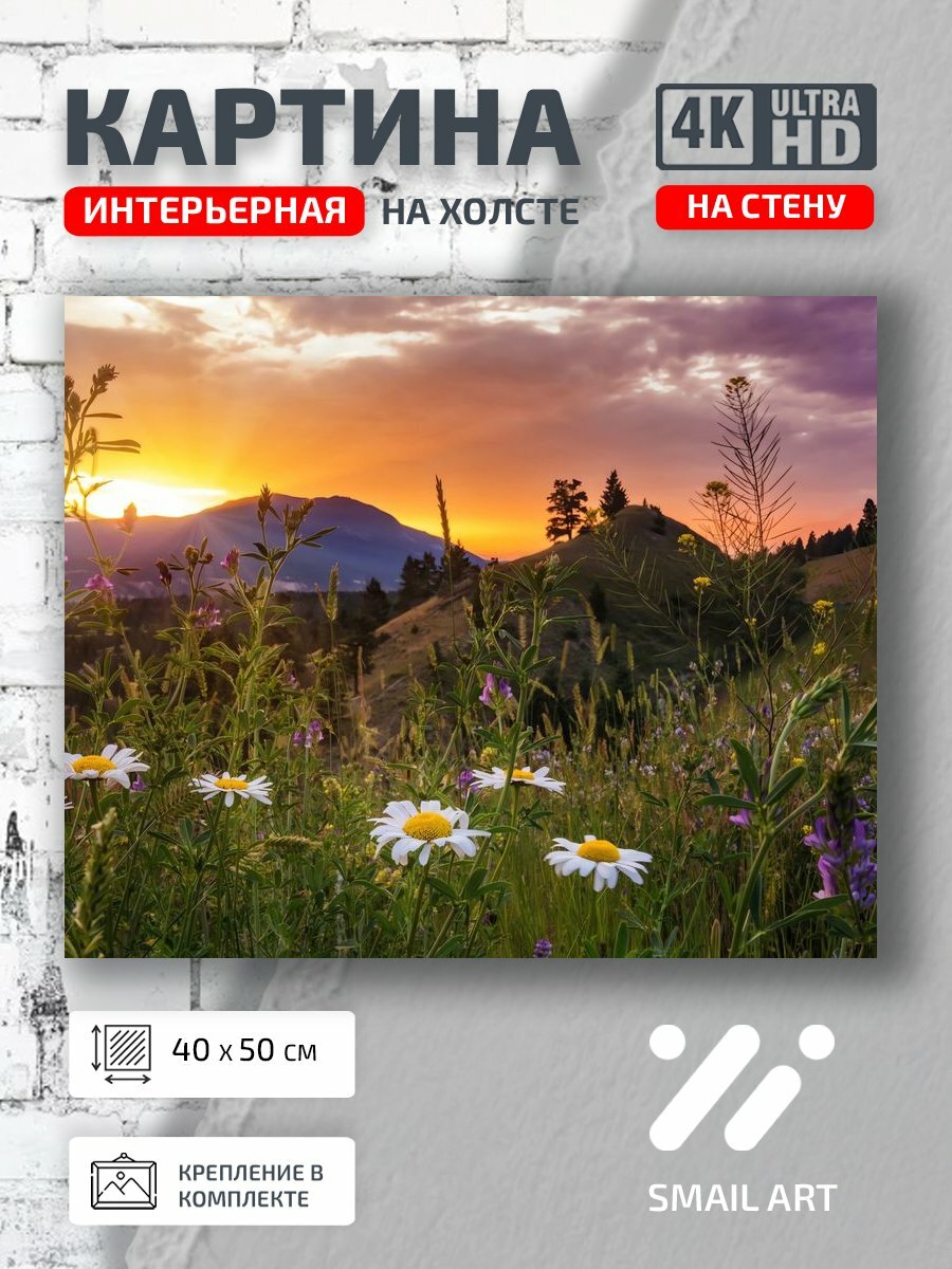 Картина на холсте интерьерная 40 на 50 на стену Закат Landscape для гостиной пейзаж декор