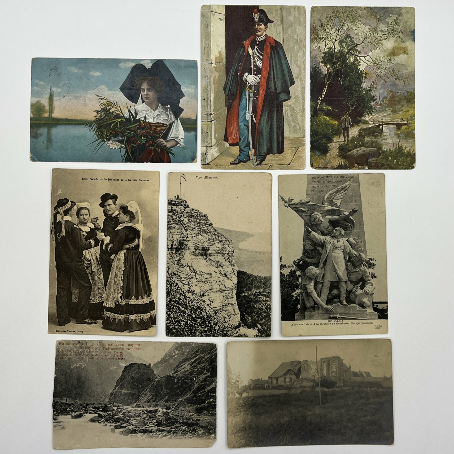 Набор из восьми открыток, бумага, печать, Европа, 1900-1920 гг.