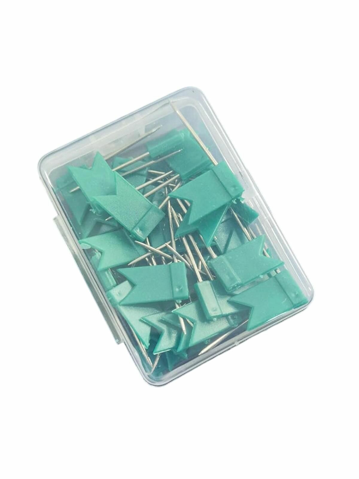 (1 коробка из 50 штук) Цветная пробковая доска с I-образными гвоздями для карт-зеленый