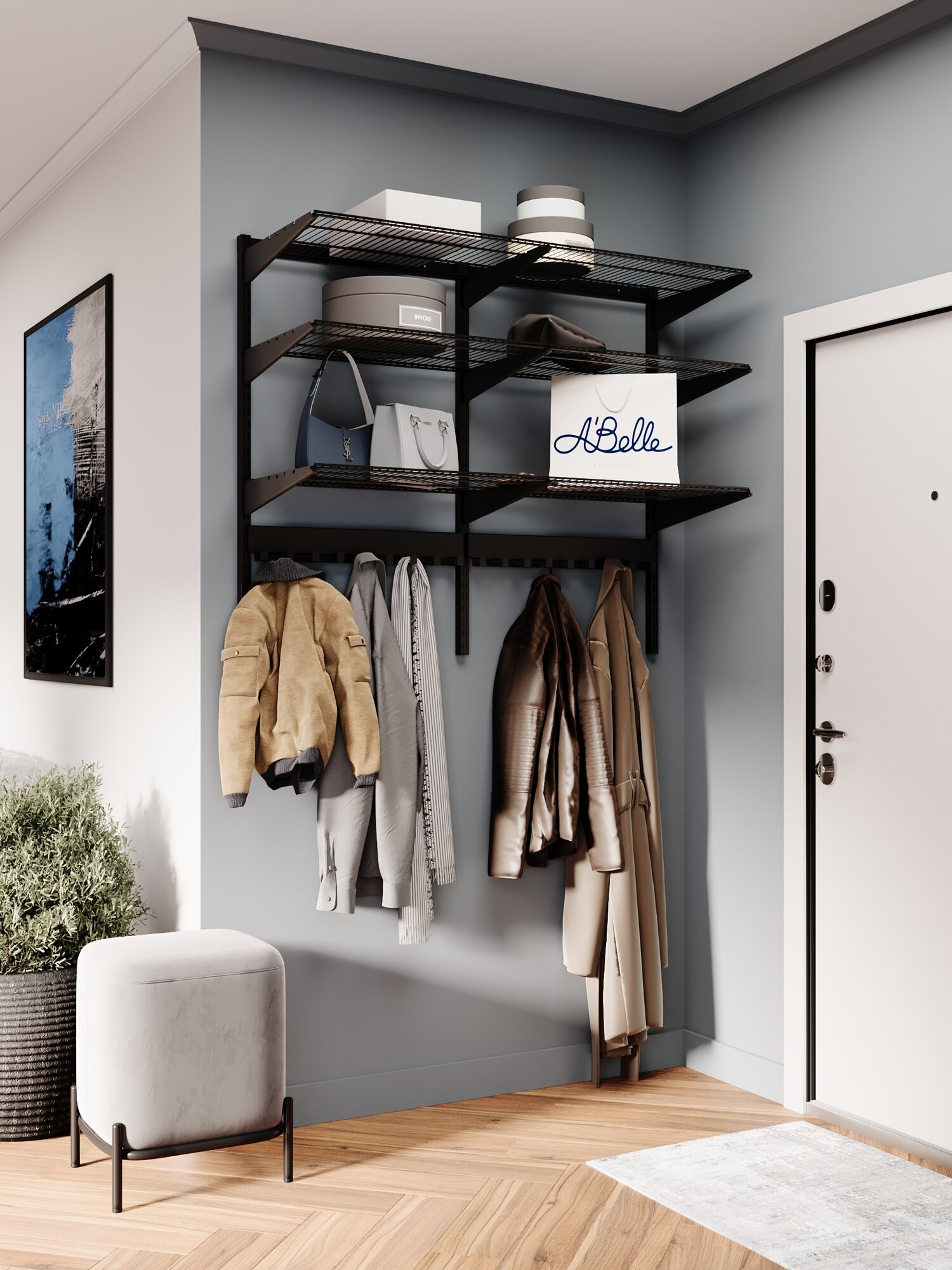 Прихожая A'Belle AB-835-12 металл, скандинавский стиль, черная