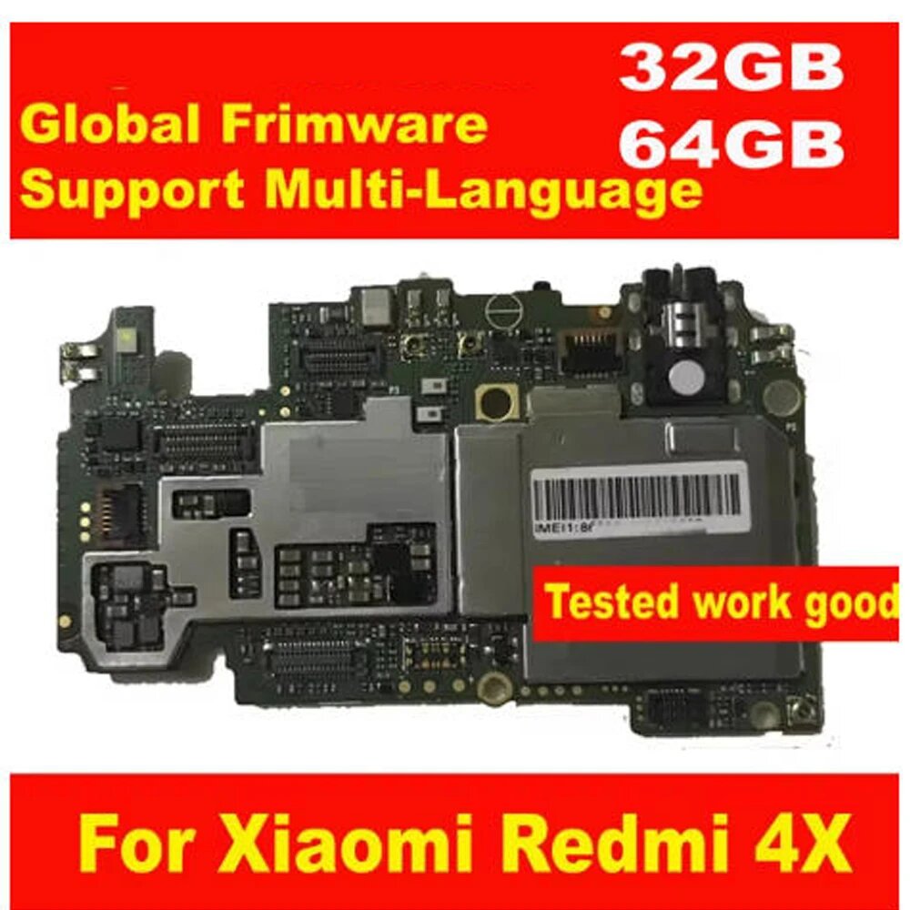 100% протестированная рабочая глобальная материнская плата для Xiaomi Redmi 4X, полная микросхема, плата за плату материнской платы 4GB 64GB