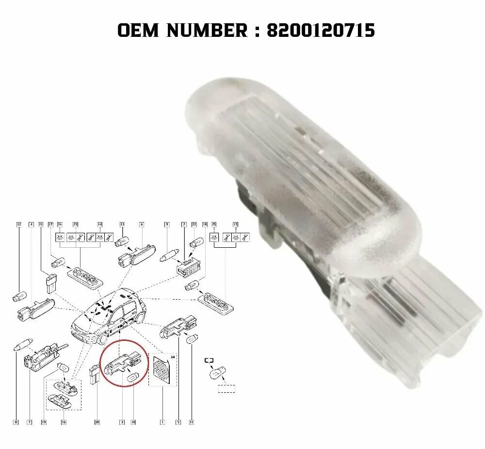 Renault Комплект подсветки для автомобиля 1 шт. арт. Для рено меган MK2 для рено меган MK3 для Fluence для Scenic MK2 Подсветка двери внутренняя 8200120715