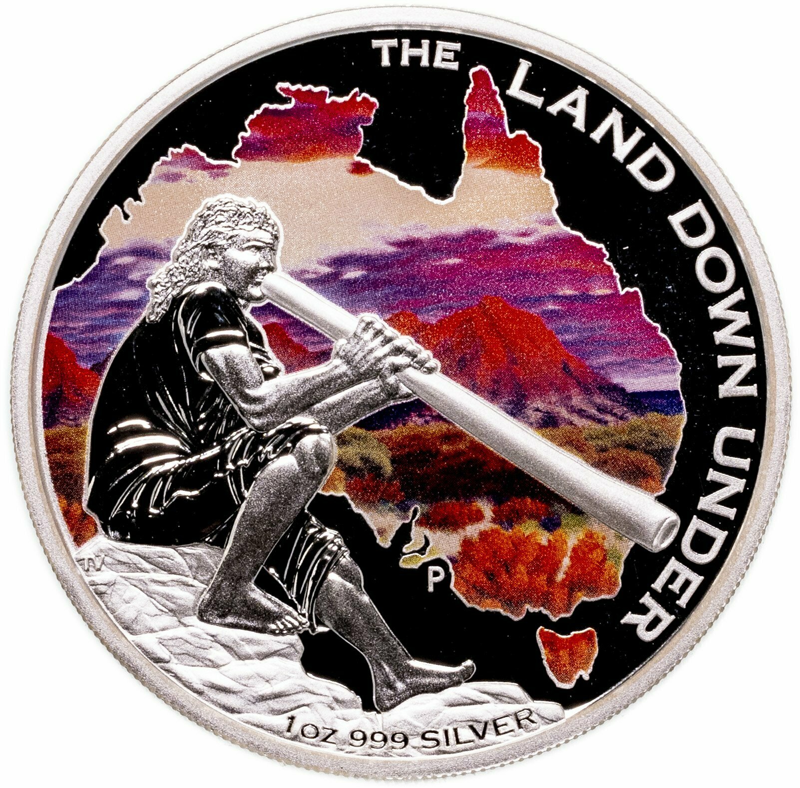 Австралия 1 доллар 2013 "Земля наоборот - Диджериду" в футляре, с сертификатом, Серебро 999, в сохранности Proof