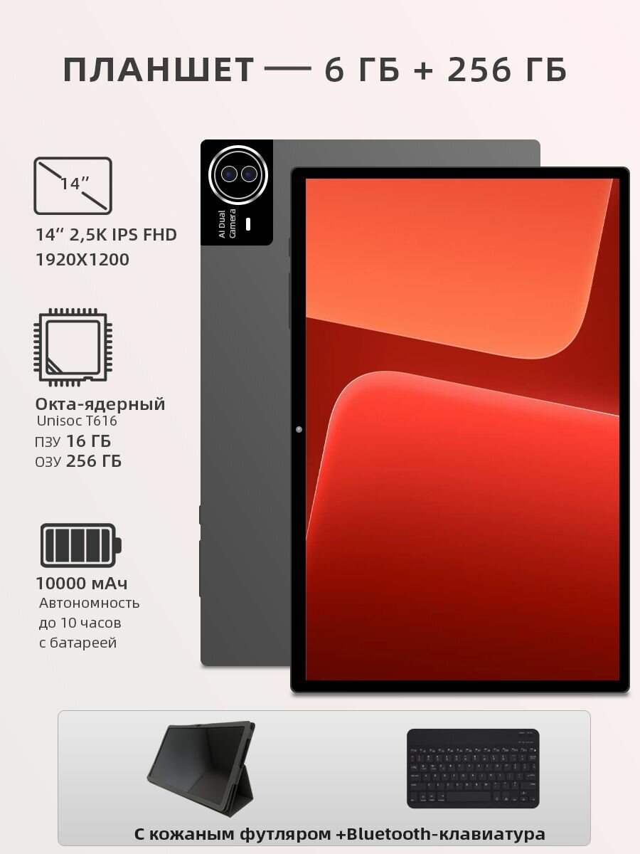 14-дюймовый планшет Android 4G LTE, 16 ГБ ОЗУ, 256 ГБ ПЗУ, восьмиядерный процессор Unisoc T616