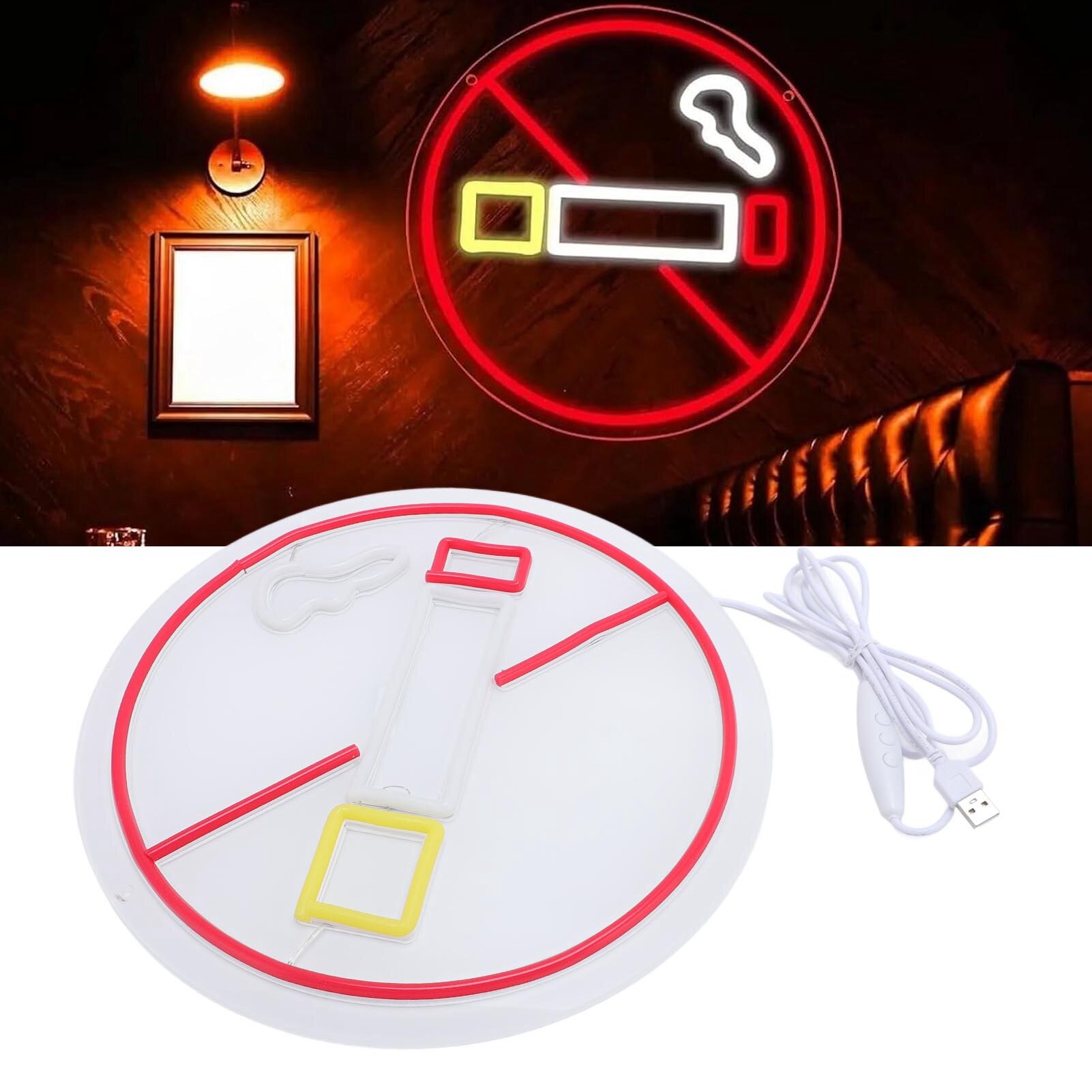 Светодиодная неоновая вывеска No Smoking с питанием от USB и регулируемой яркостью для магазинов клубов вечеринок общественных мест