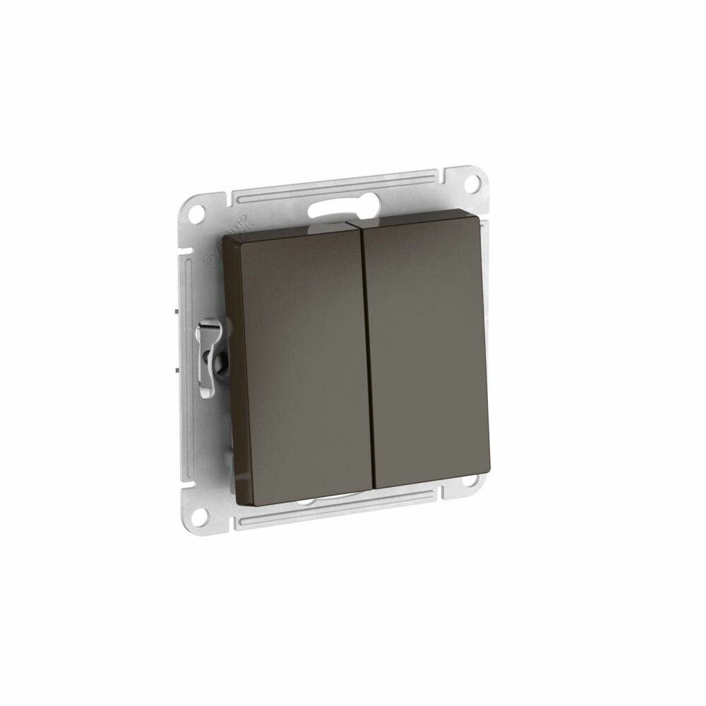 Выключатель двухклавишный Systeme Electric схема 5, 10АХ, быстрозажимные клеммы, мокко, Atlasdesign