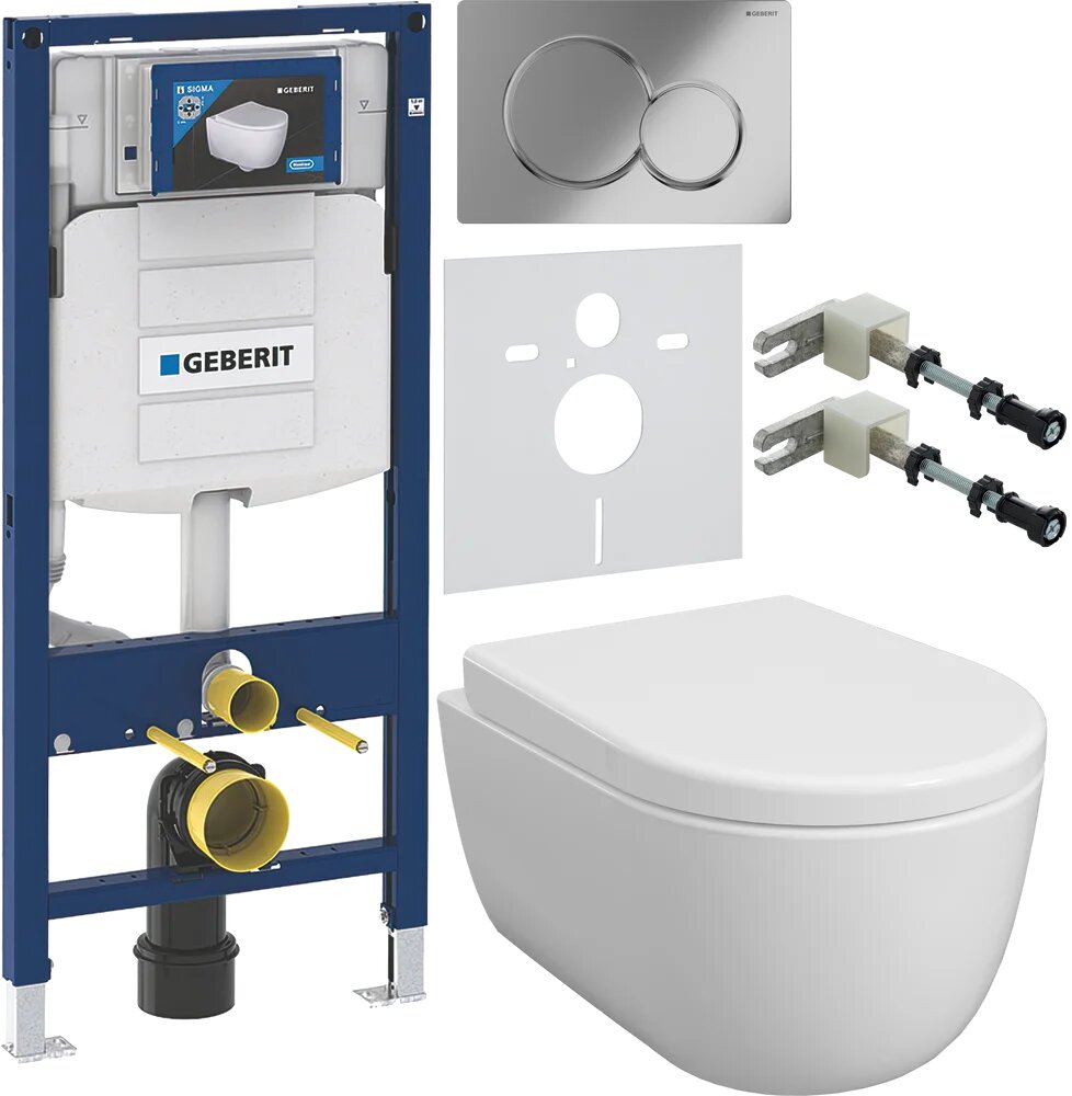 Комплект 6 в 1 Унитаз подвесной BOCCHI V-Tondo Rimless 1417-001-0129 белый глянцевый / Сиденье A0302-001 с микролифтом, глянцевая белая / Инсталляция Geberit Duofix UP 320 111.300.00.5 (111.950.00.6)