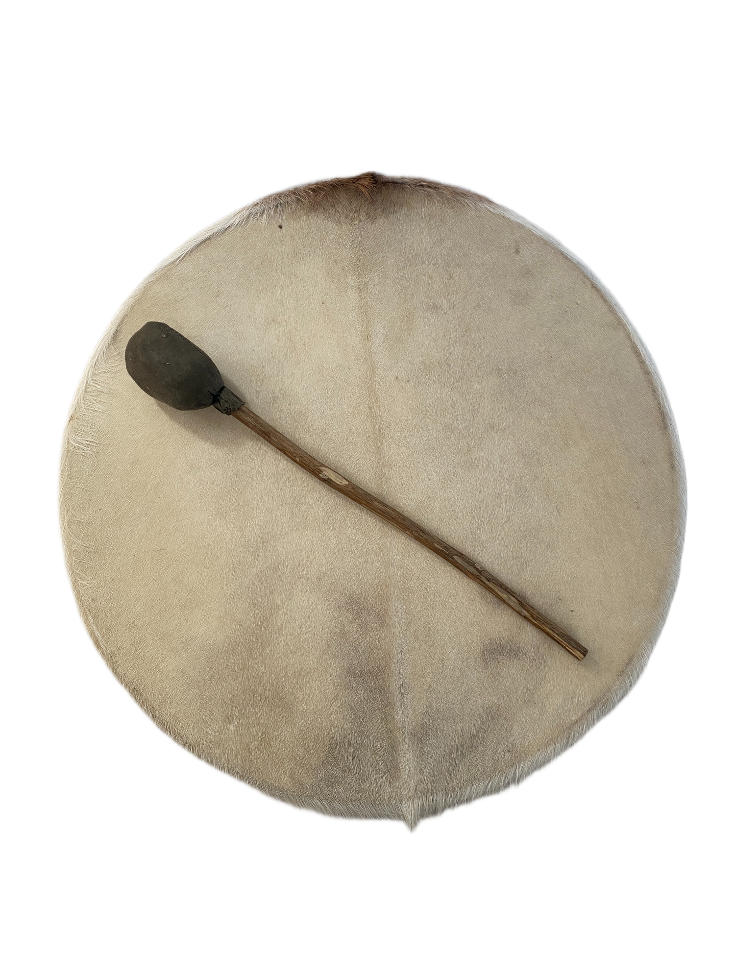 Шаманский бубен с ручкой 50 см, мастеровое плетение, с ворсом