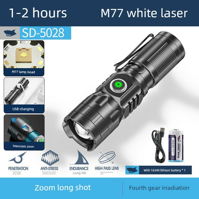 Мини-перезаряжаемый тактический фонарь с лампой M77 белого света и дизайном для записей, аварийное освещение,
