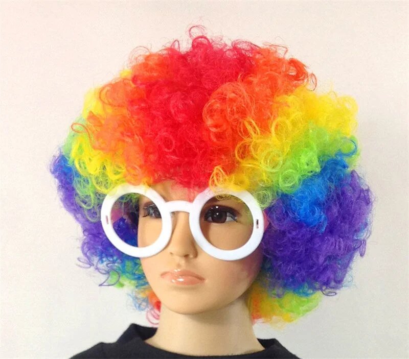 Детский косплей парик клоун разноцветный синтетический Мульти, Muli Color