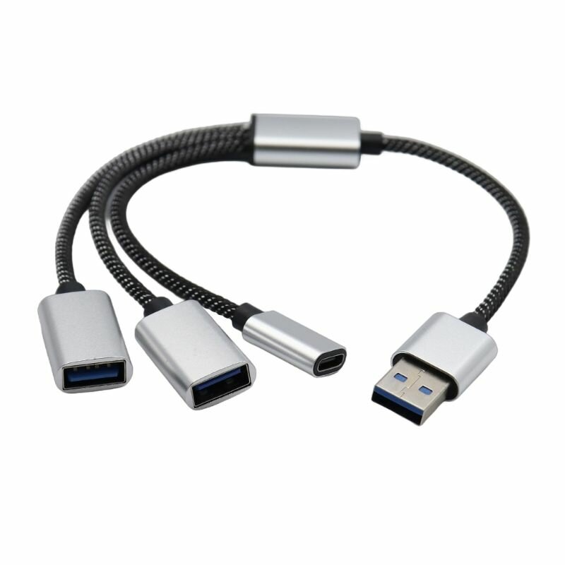 Разъем USB2.0 от мужчины к двойной розетке USB + женский разветвитель Type C.