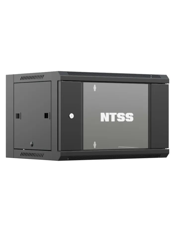 Шкаф NTSS W15U NTSS-W15U6060GS-BL, настенный, два профиля 19 дюймов, черный