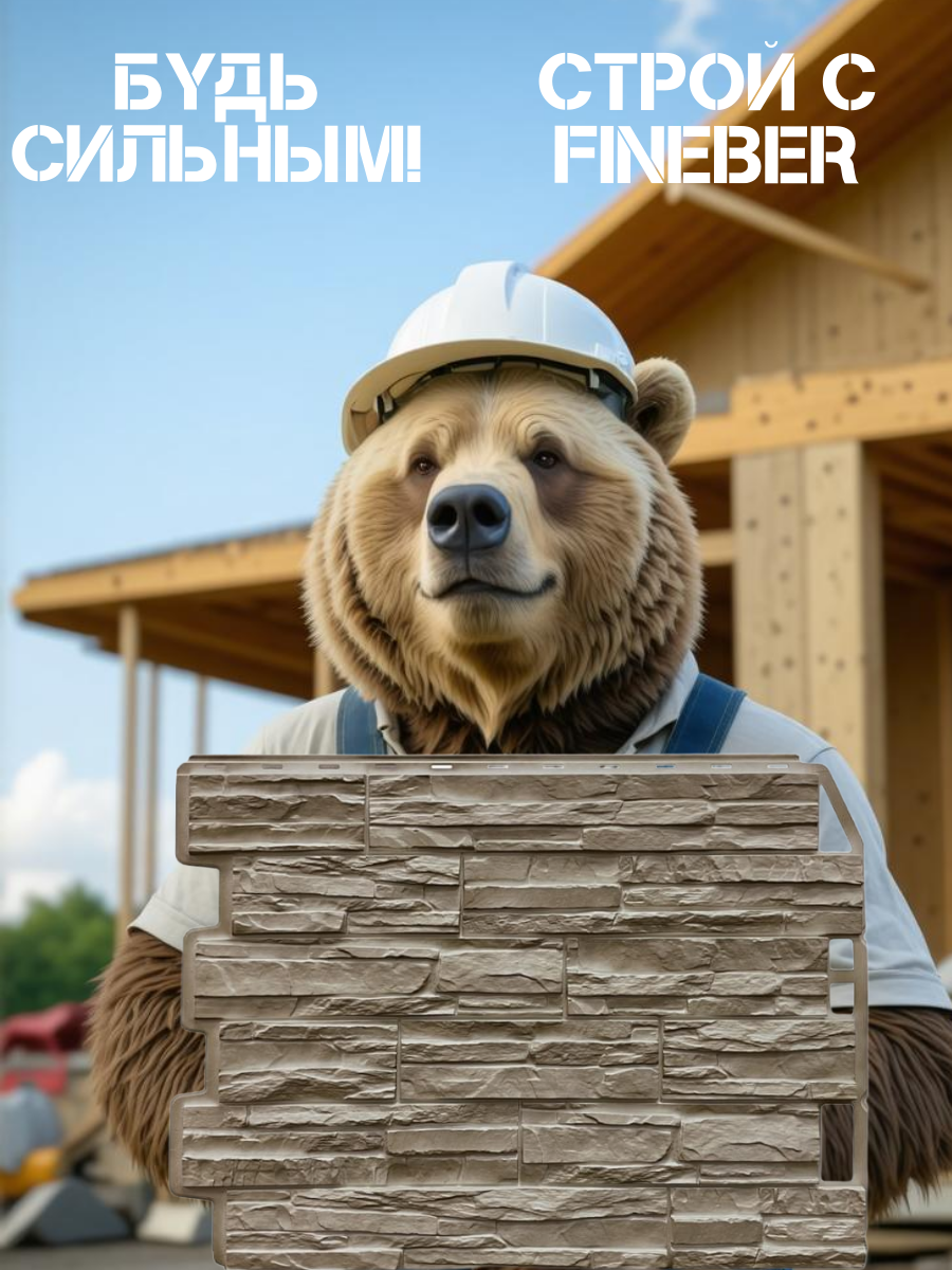 Фасадная панель FINEBER Скол, дымчатый, полипропилен, 595х795мм, 10 штук