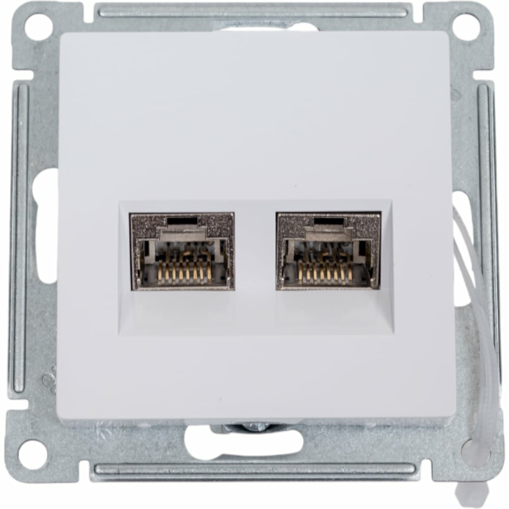 Розетка компьютерная двойная Systeme Electric AtlasDesign, RJ45+RJ45, кат.6А, механизм, Белый ATN000188