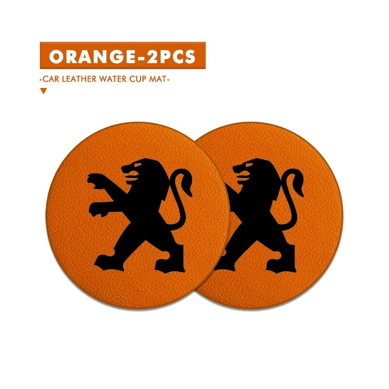Для Peugeot 2 шт. подставка с логотипом автомобиля, замшевые противоскользящие PEU-01B-orange-2PCS