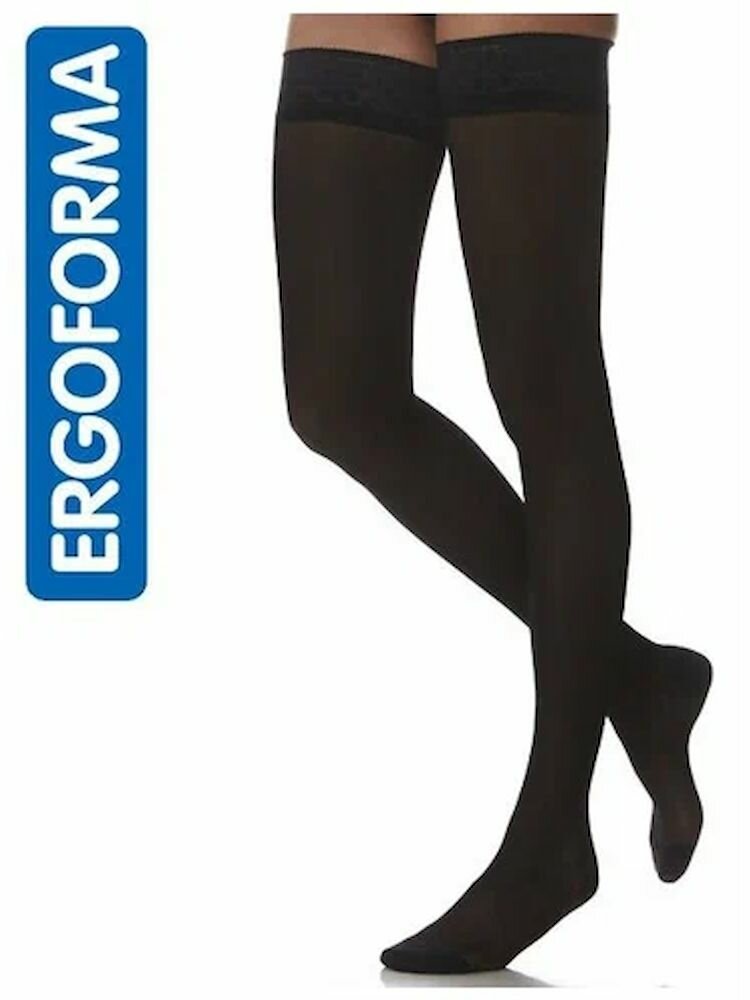 Чулки 221 Ergoforma антиварикозные 2 класс компрессии, размер 5, черный