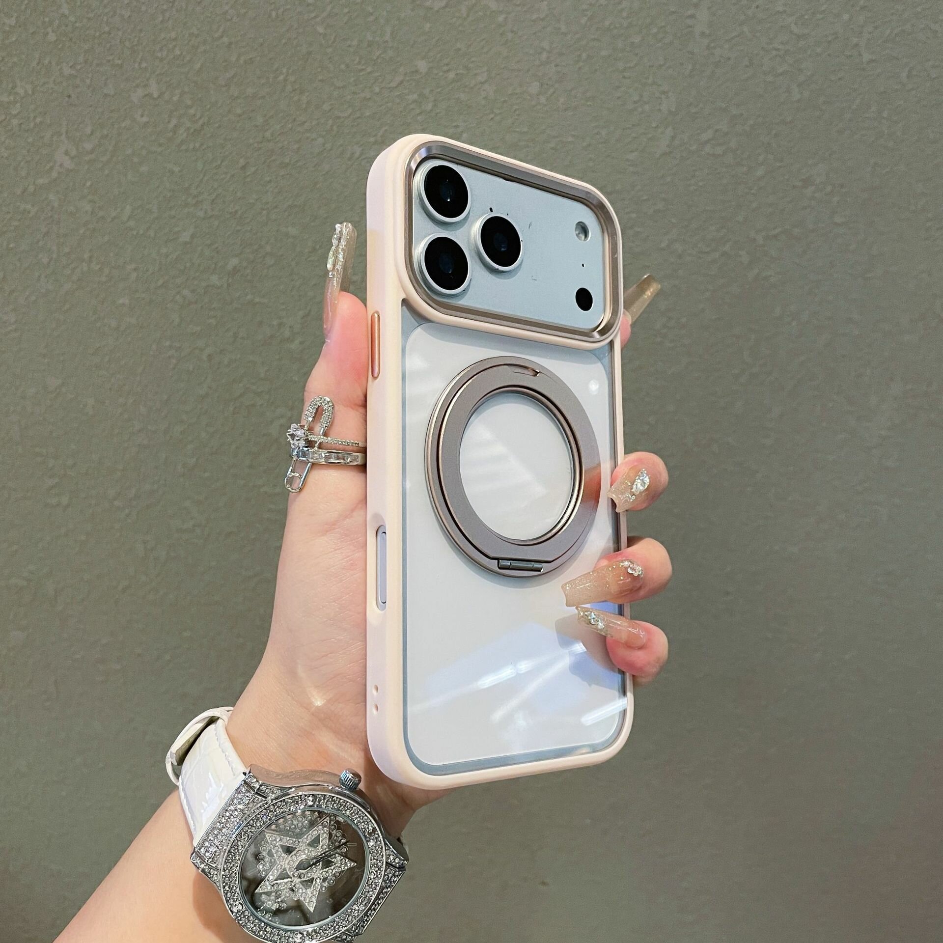 Чехол для телефона Skin Feel 360 с прозрачной вращающейся подставкой, совместимый с Apple 17 Pro Max, ударопрочный защитный чехол для iPhone 17