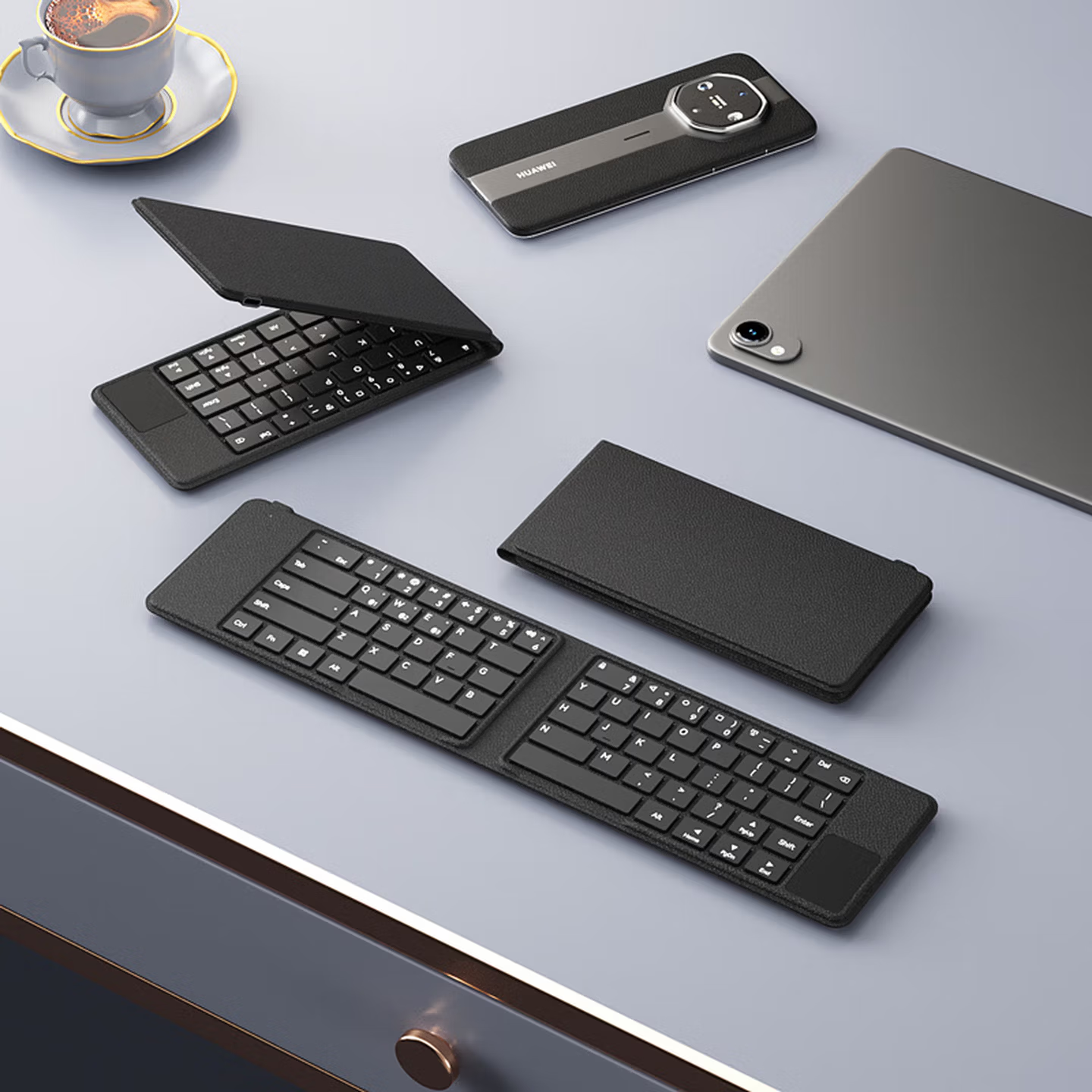 Беспроводная клавиатура B.O.W, Подходит для HUAWEI Mate XTs HB168 складная, сенсорная, Bluetooth, черное