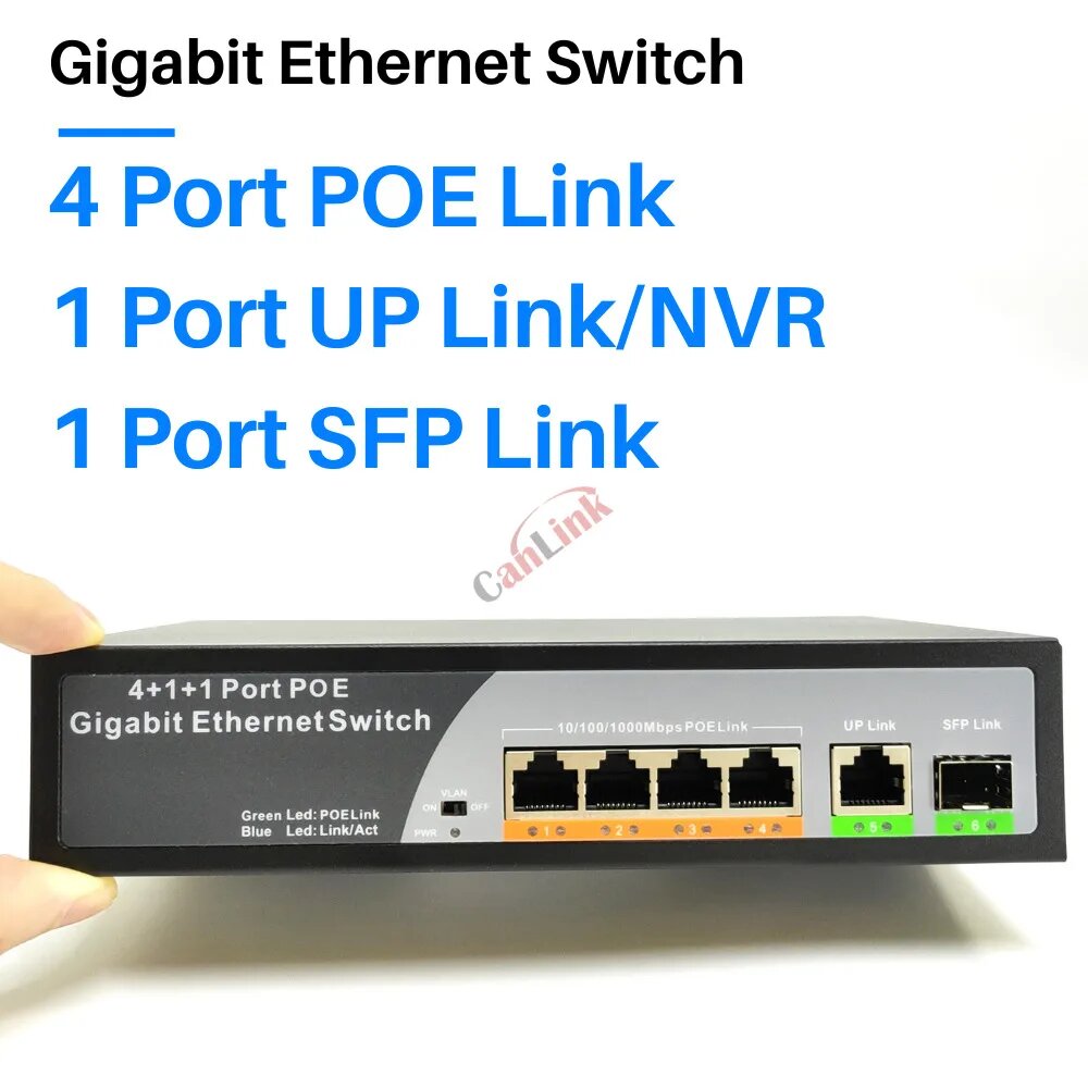 AnnLinkee коммутатор POE 48В 4 POE 1UP 1SFP