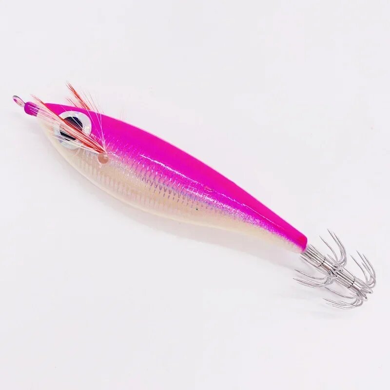 Светящиеся деревянные креветки для ловли кальмаров 10г Pink