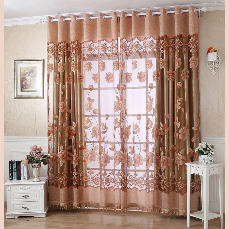 2Pcs 100*250cm (39"*98") Window Curtains with Beads Door Voile Curtain Window Drape Divider Room Wall Setting Wall Decoration Window Treatments Color Wine red Dark purple Light purple Coffee Material Polyester Item Weight 465g 16.40oz Package Weight 470g